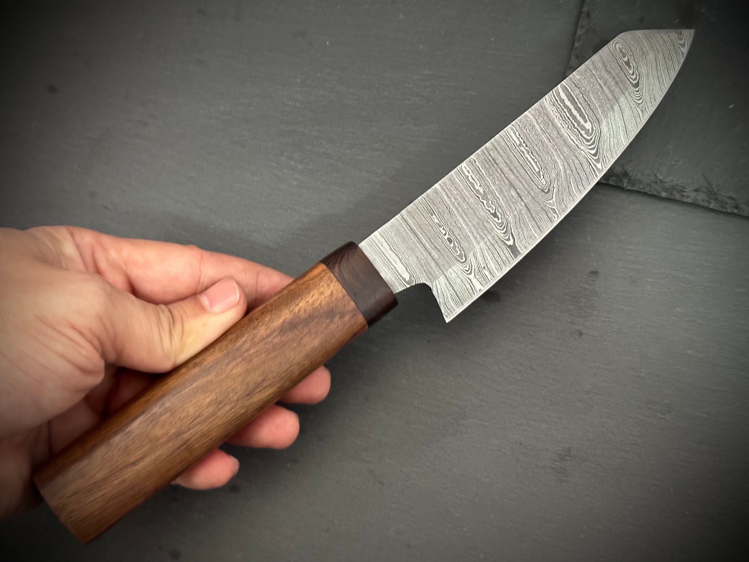 Handmade Damascus Steel Santoku Knife Kitchen, Chef Gift True Layers ...