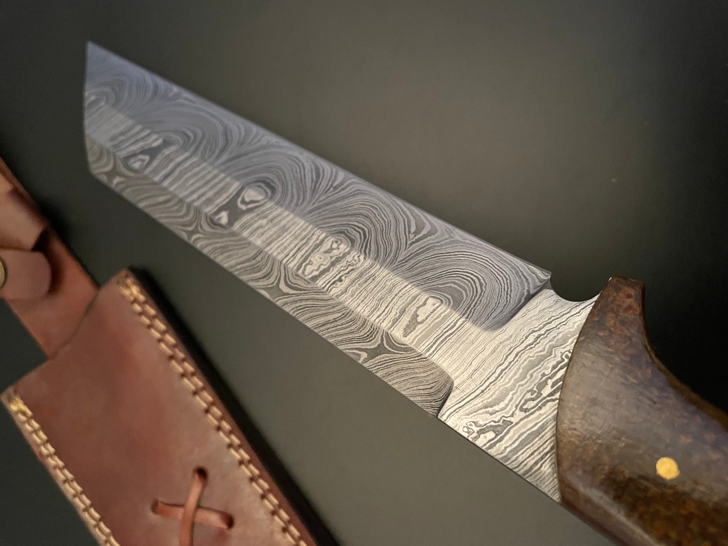 Handmade Seax Knife-sax Knife-damascus Steel-leather - Etsy