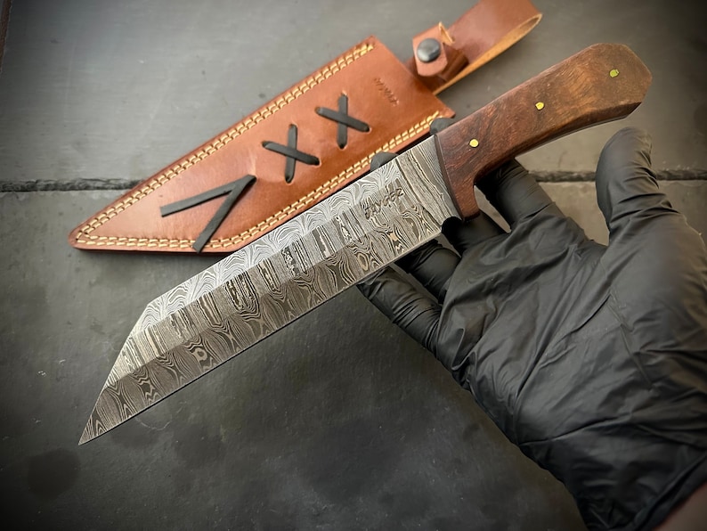 Handmade Seax viking Sax Hunting Knife-damascus Steel-leather Sheath ...