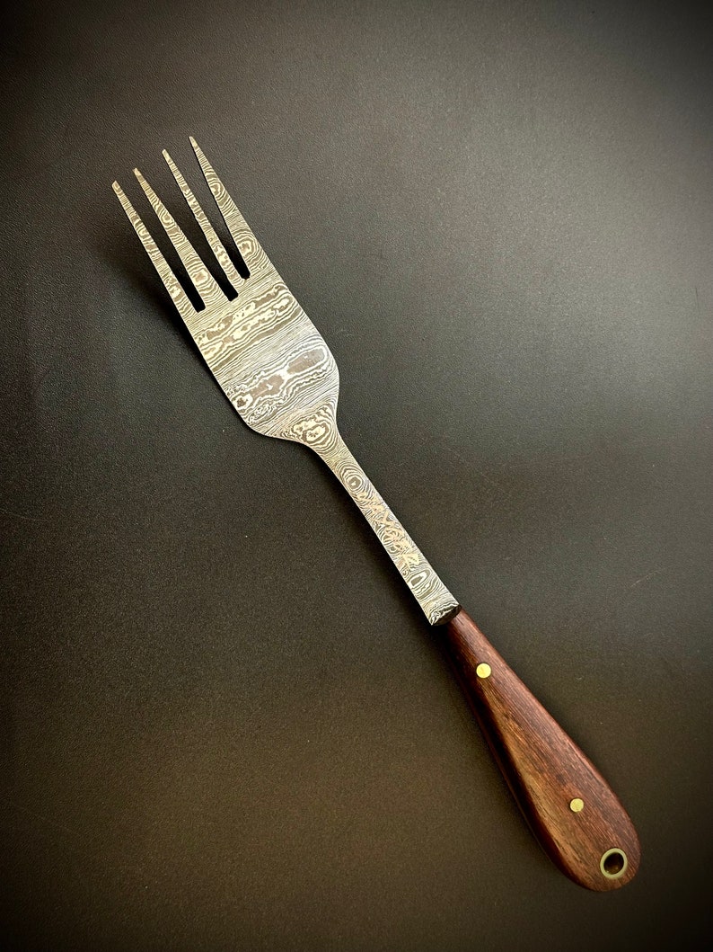 Handmade Damascus Steel Steak Set | Fork | Kitchen | Chef Gift | True ...