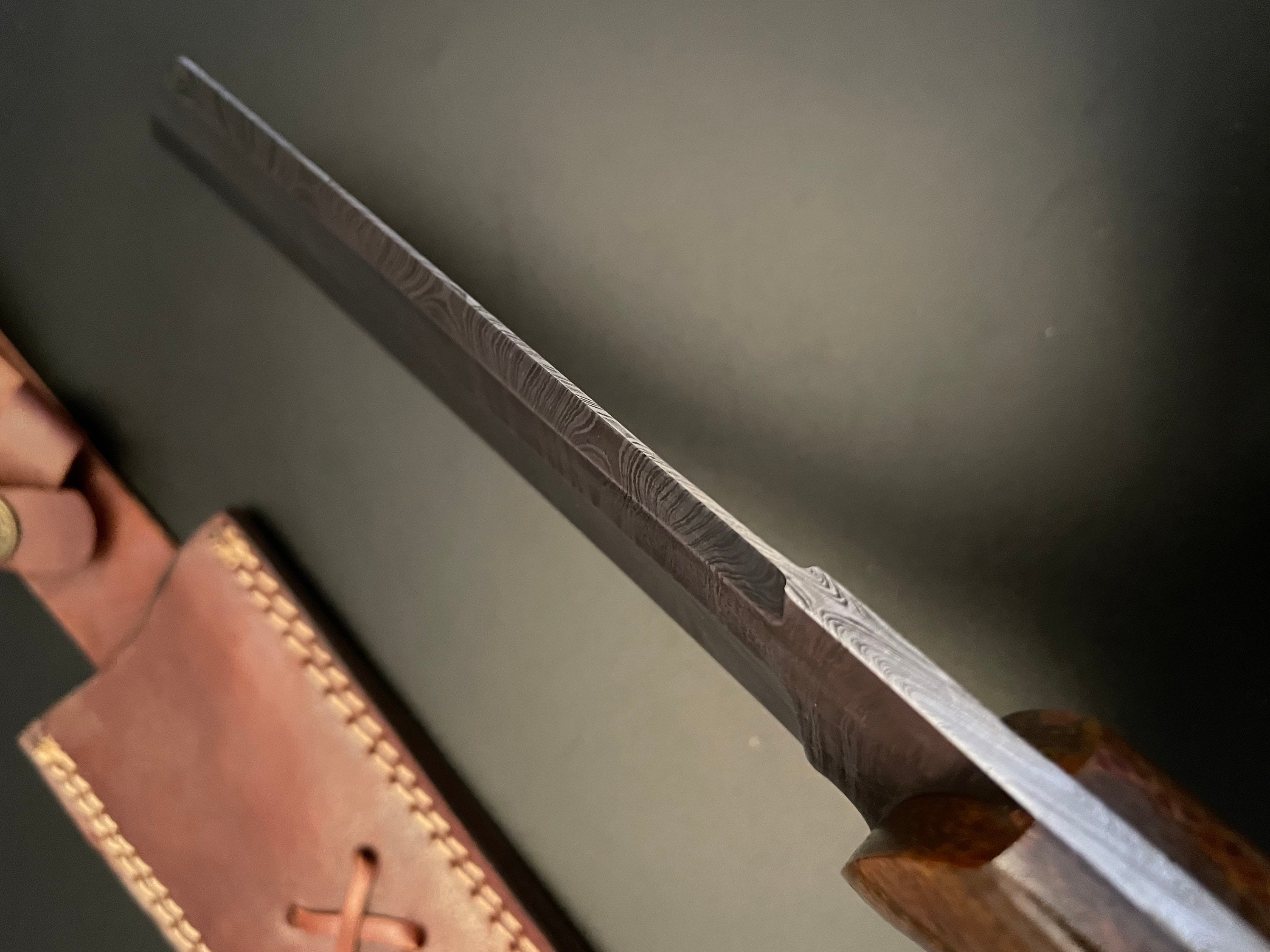 Handmade Seax Knife-sax Knife-damascus Steel-leather - Etsy