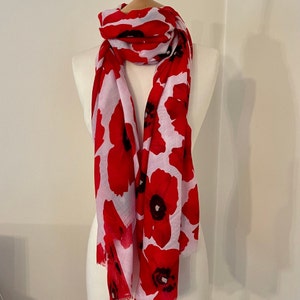 Super Soft Poppy Scarf With White Background - Etsy