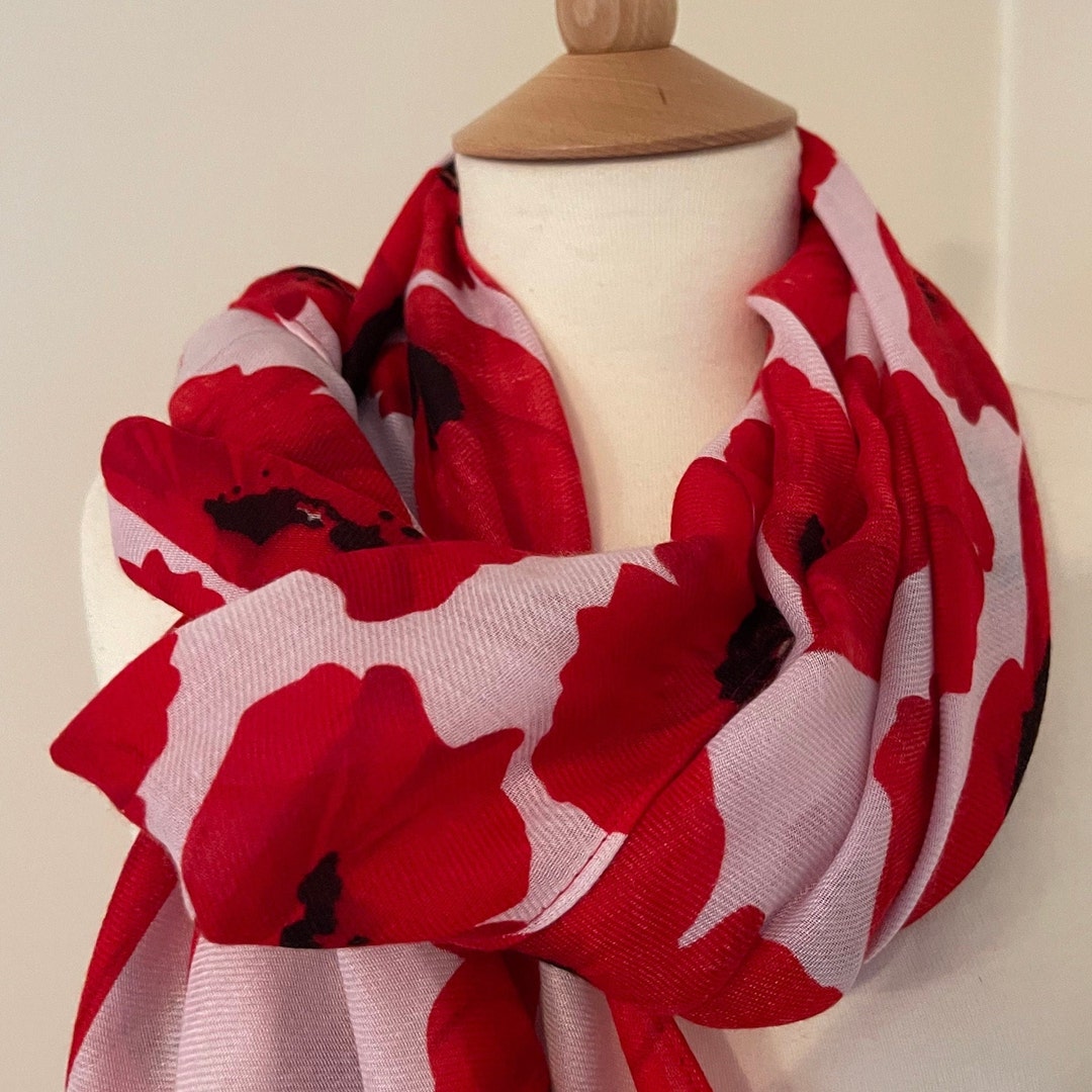 Super Soft Poppy Scarf With White Background - Etsy
