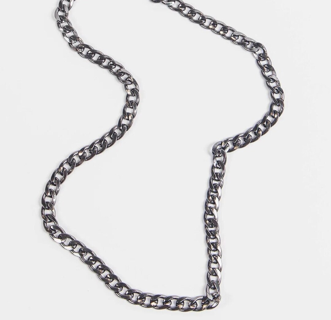 Pewter Acrylic Cuban Link Chain Bag Strap With Pewter Clip Rings 120cm ...