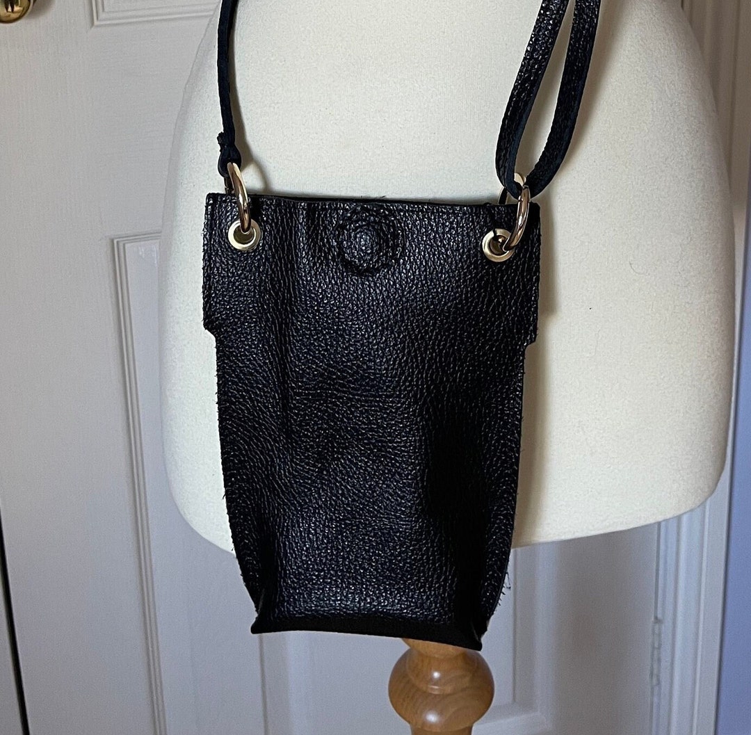 Italian Leather Crossbody Phone Pouch Snapper Fastening 21cm X 1x5cm ...