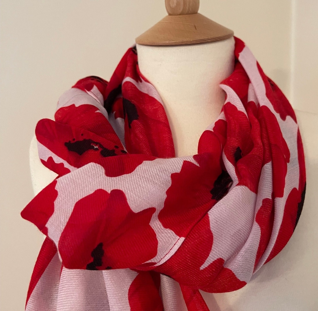 Super Soft Poppy Scarf With White Background - Etsy