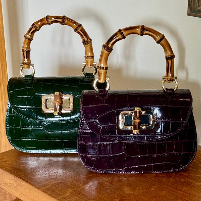 Bamboo Handle Bag - Etsy