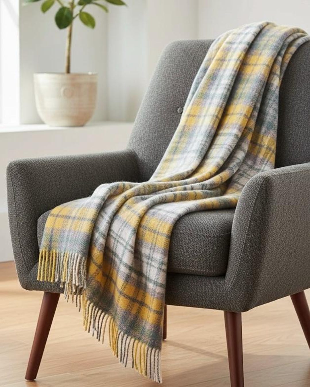 Throw. Cottage Check Throw Ocean Colourway Yellow Blue - Etsy