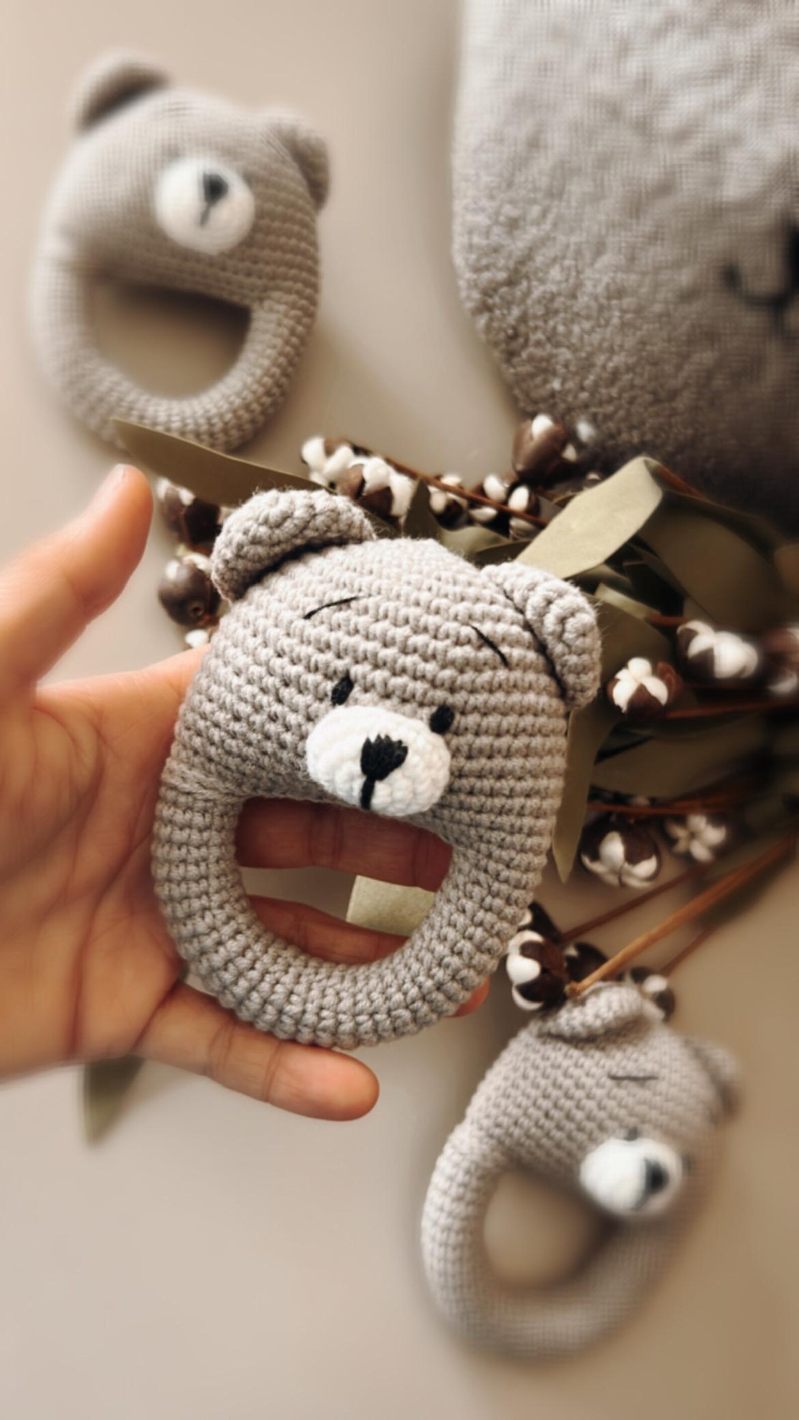 Crochet Bear Rattle: Eco-friendly Stuffed Animal Toy - Etsy