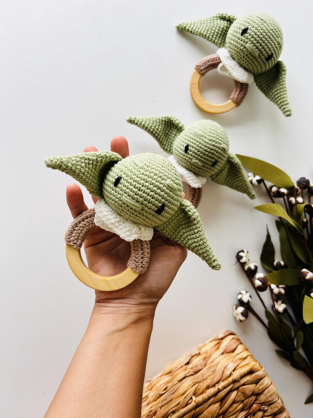 Personalized Alien Baby Rattle Teether – Handmade Crochet Toy With ...
