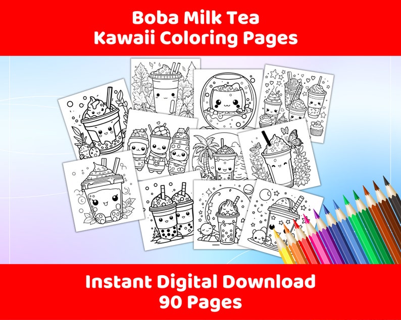 Boba Milk Tea Coloring Pages, Boba Milk Tea Printable, Boba Milk Tea ...