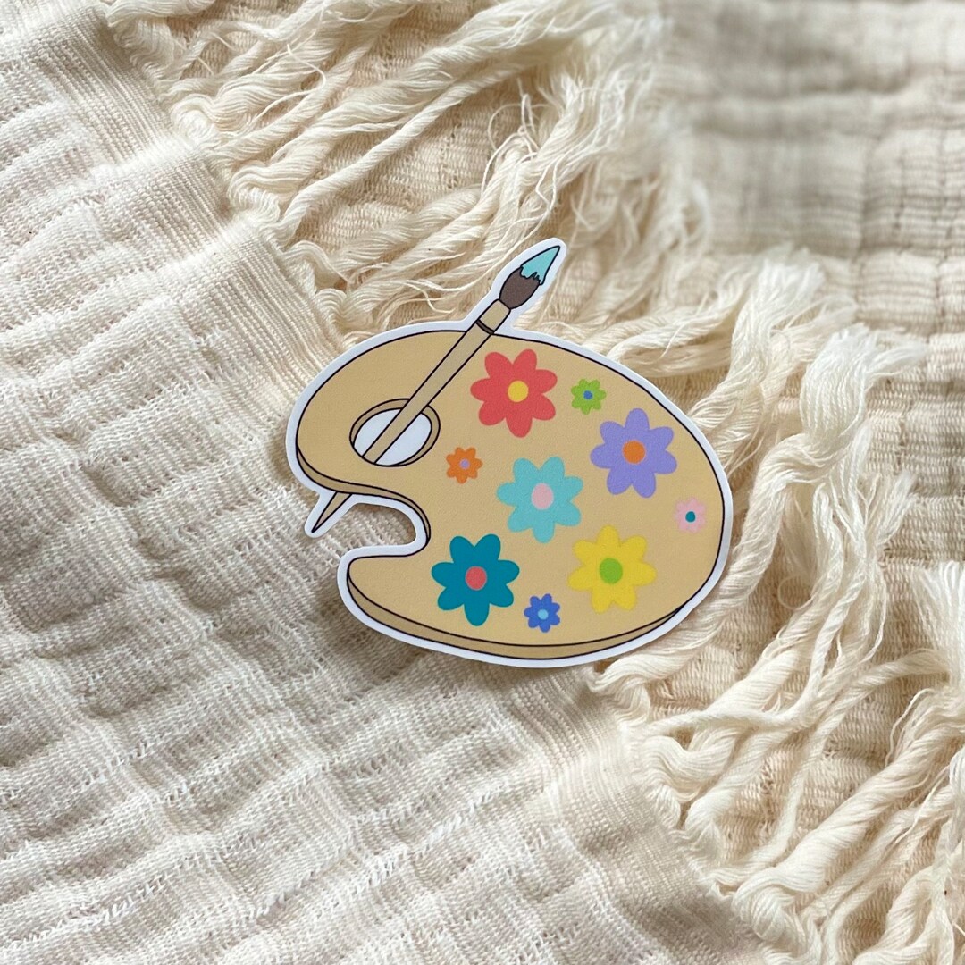 Flower Paint Palette Sticker | Laptop Stickers, Water Bottle Stickers ...