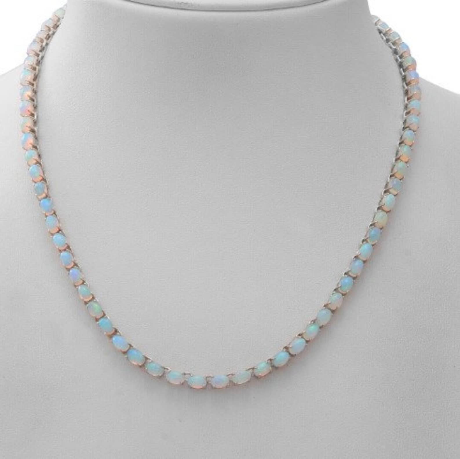 Natural Ethiopian Opal Tennis Necklace, Fire Opal Jewelry, October ...