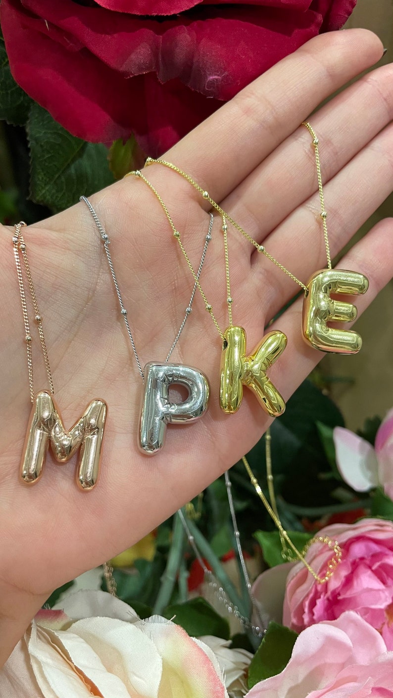 Balloon Initial Letter Pendant Necklace Chunky Alphabet - Etsy