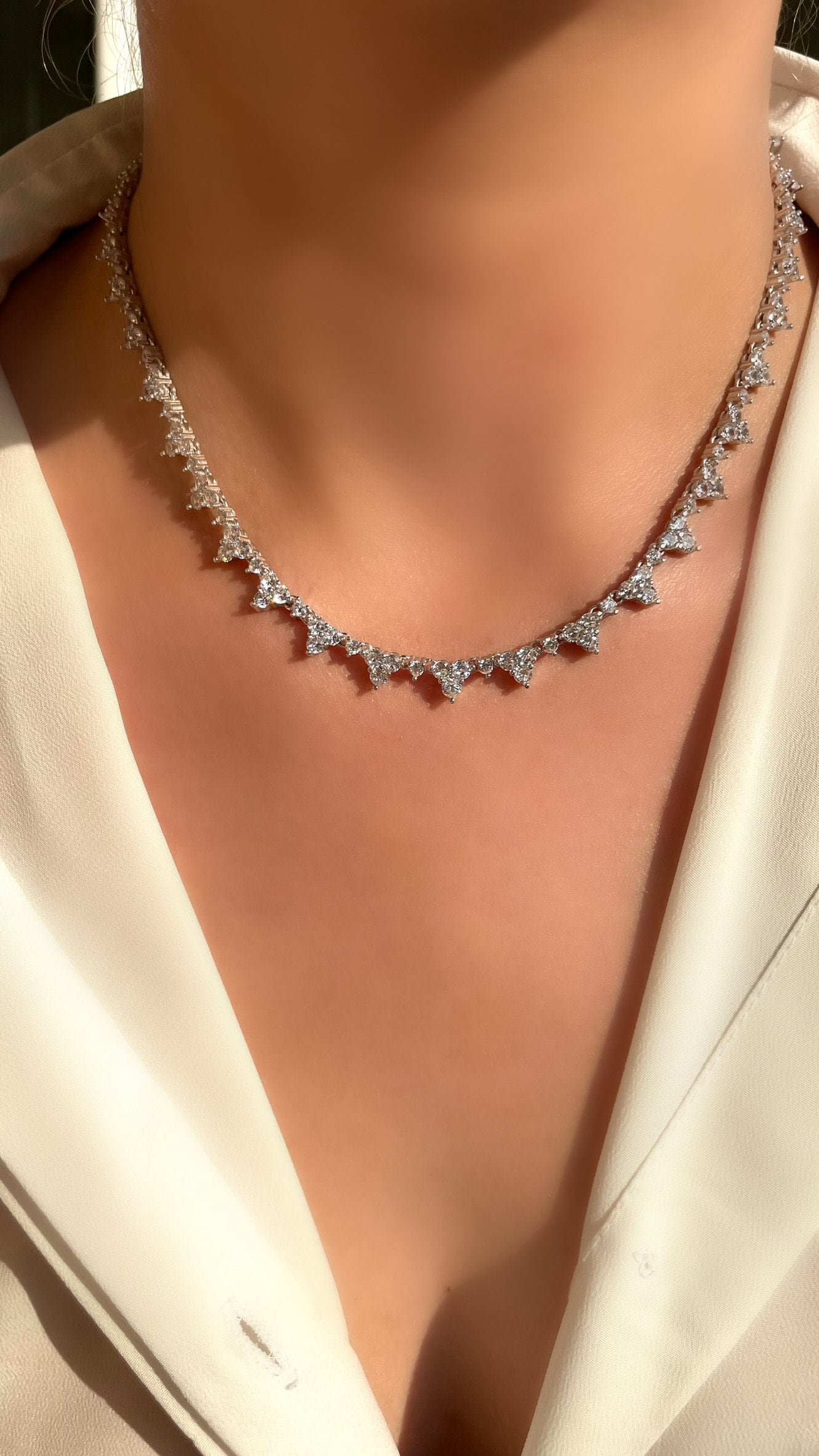 5mm Iced Out Triangle Setting Chain Necklace, Bling Iced Tennis ...