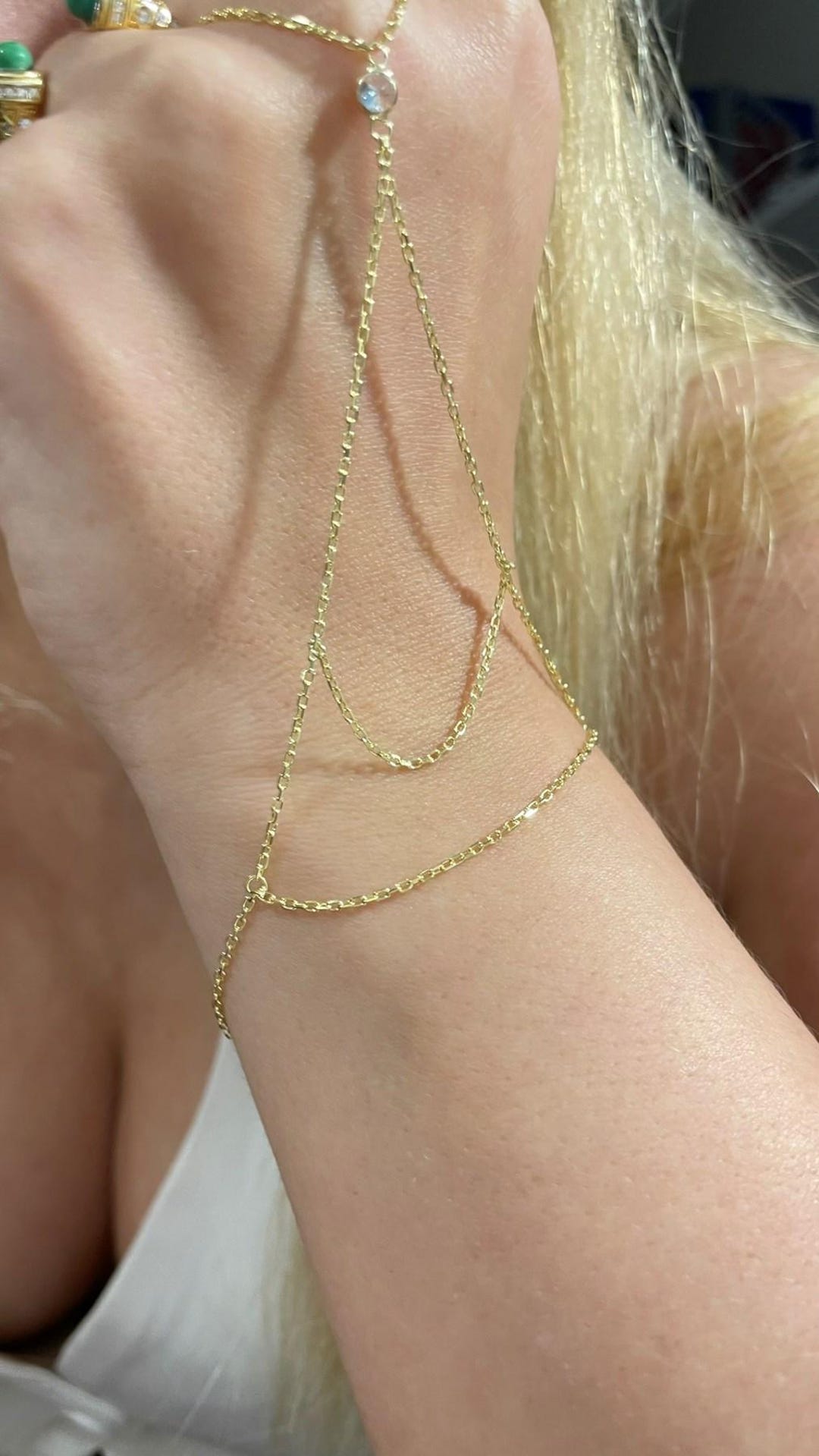 Solitaire Model Hand Chain (shahmaran), Hand Chain, Finger Chain, Finger Chain Bracelet, Gold ...