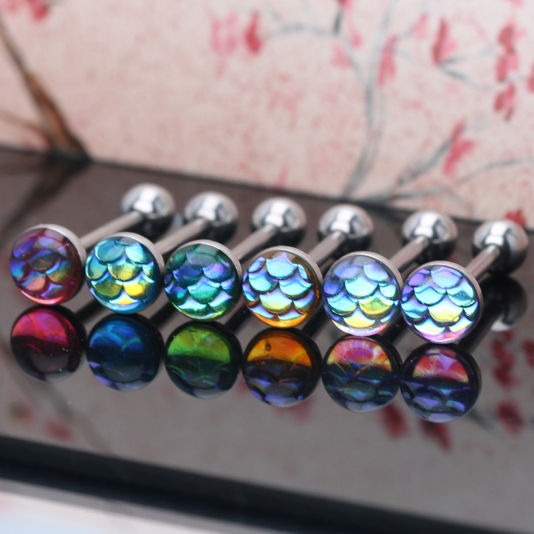 6 Color Jelly Scales Tongue Stud, Stud Piercing, Sweet Tongue Ring ...