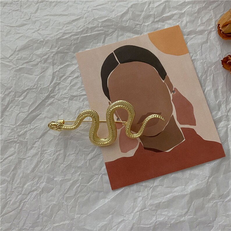 Gold Snake Brooches Metal Animal Badge Brooch Goth Animal - Etsy