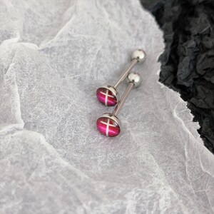 Purple Cross Tongue Stud, Stud Piercing, Gradient Purple Tongue Ring ...