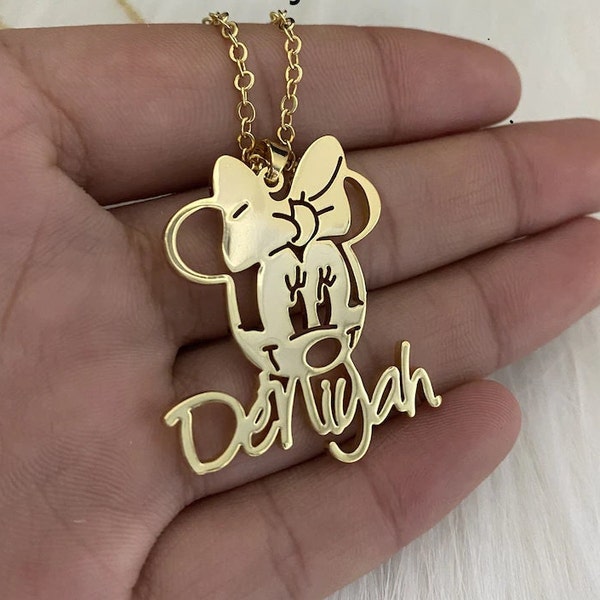 Minnie Mouse Name Necklace - Etsy