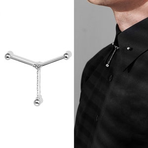 Metal Ball Tassel Chain Collar Pin, Collar Bar, Shirt Collar Clips ...