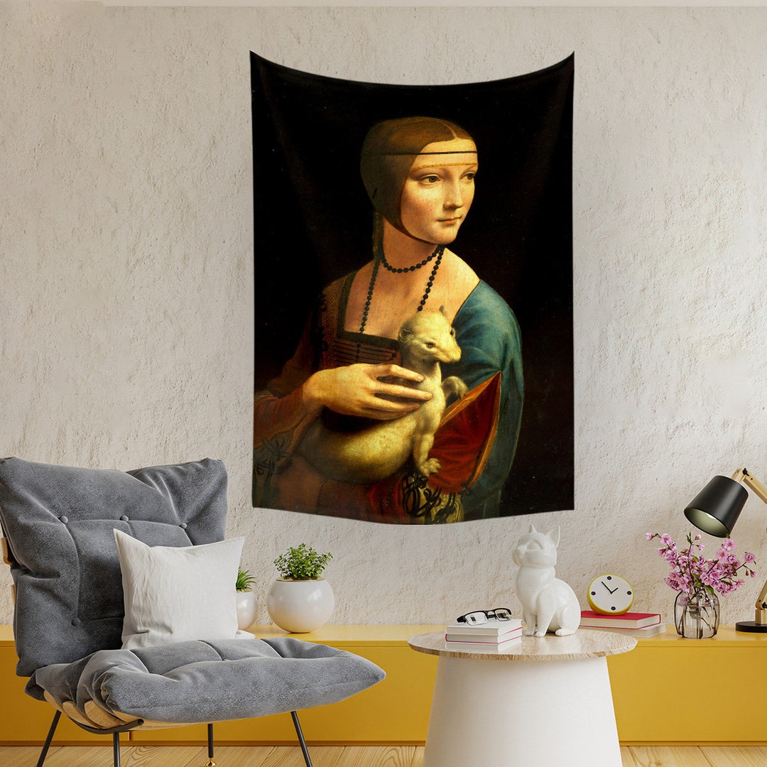 Leonardo Da Vinci Wall Tapestry Lady With an Ermine, Wall Hanging ...