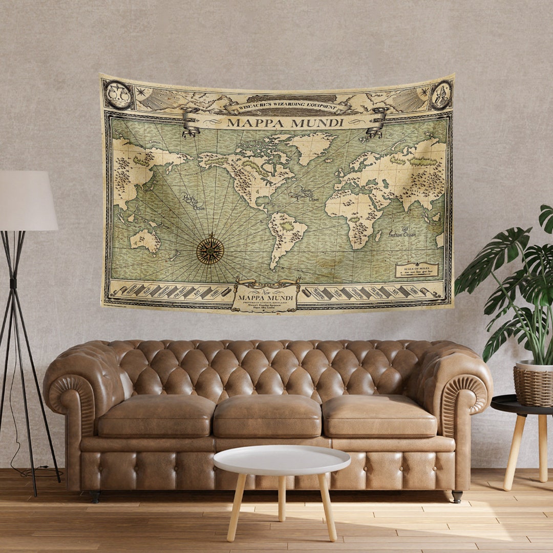Fantastic Beasts Tapestry World Map Mappa Mundi ,map Tapestry,wall Art ...