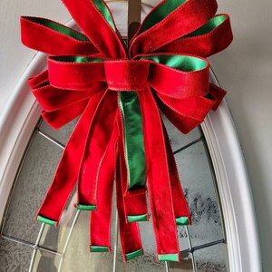 Christmas Bow for Wreath Embellishment, Red Velvet Bow, Winter Party ...