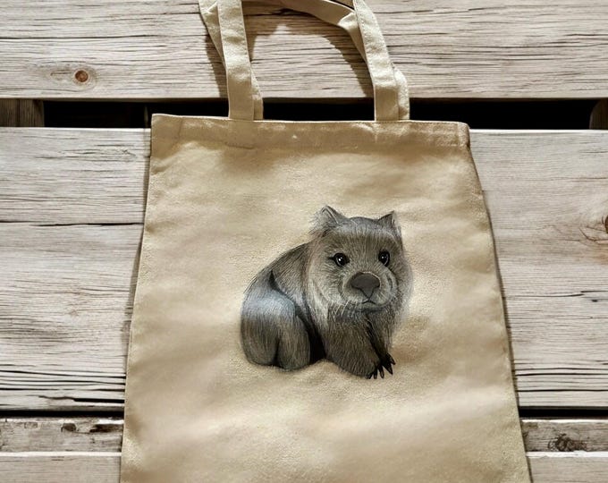 Wombat Tote Bag – Cute Australian Animal Art – Eco Canvas Shopper ...