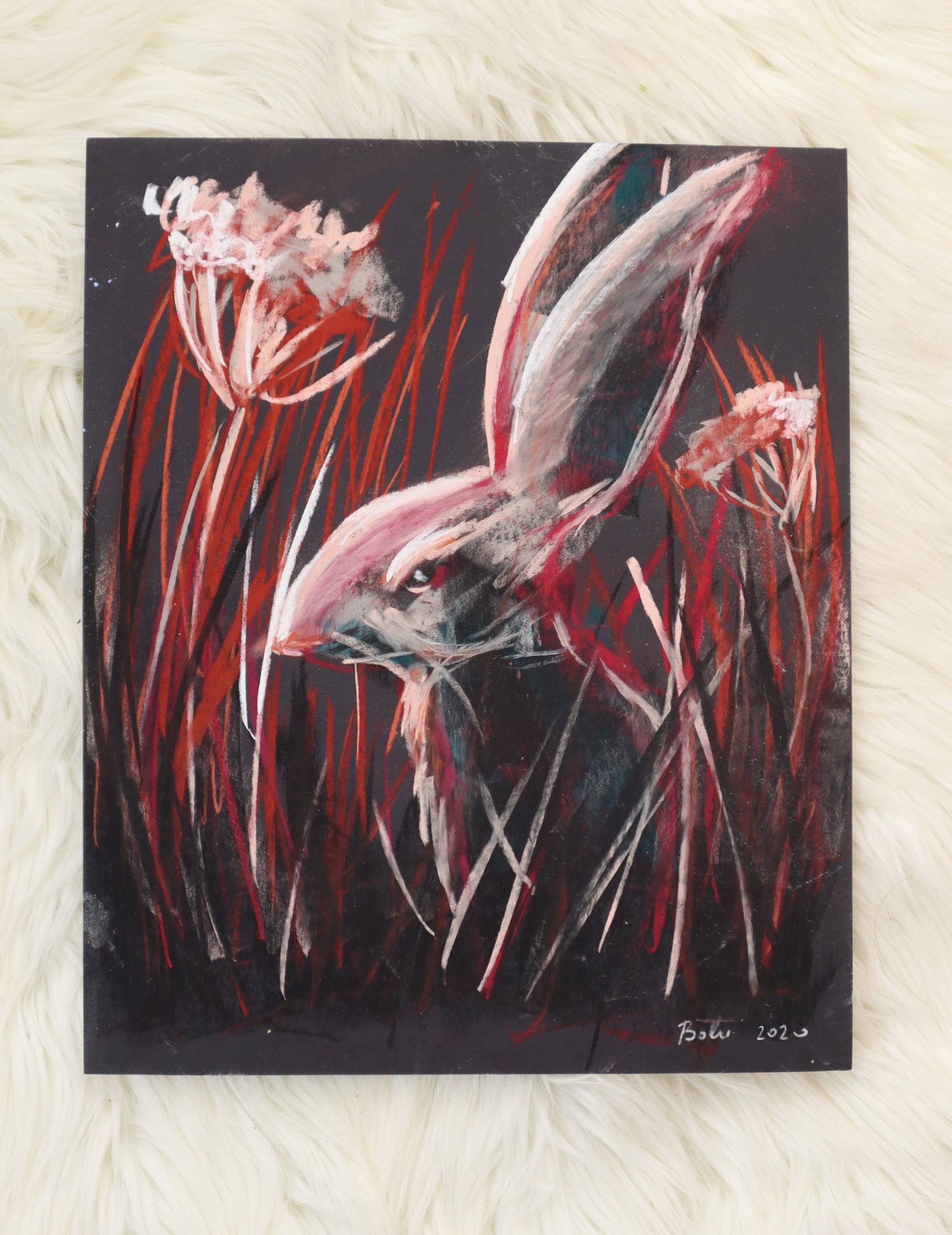 Night Hare. Pastel Drawing - Etsy
