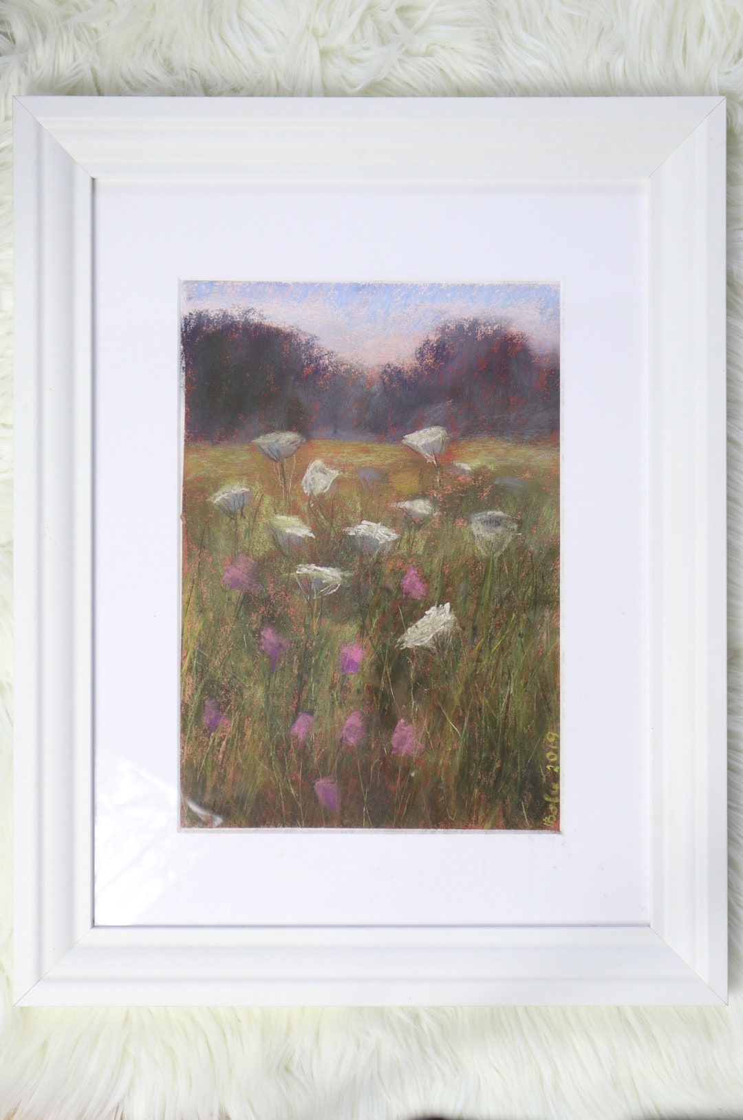 Summer Field of Flowers Pastel Drawing - Etsy