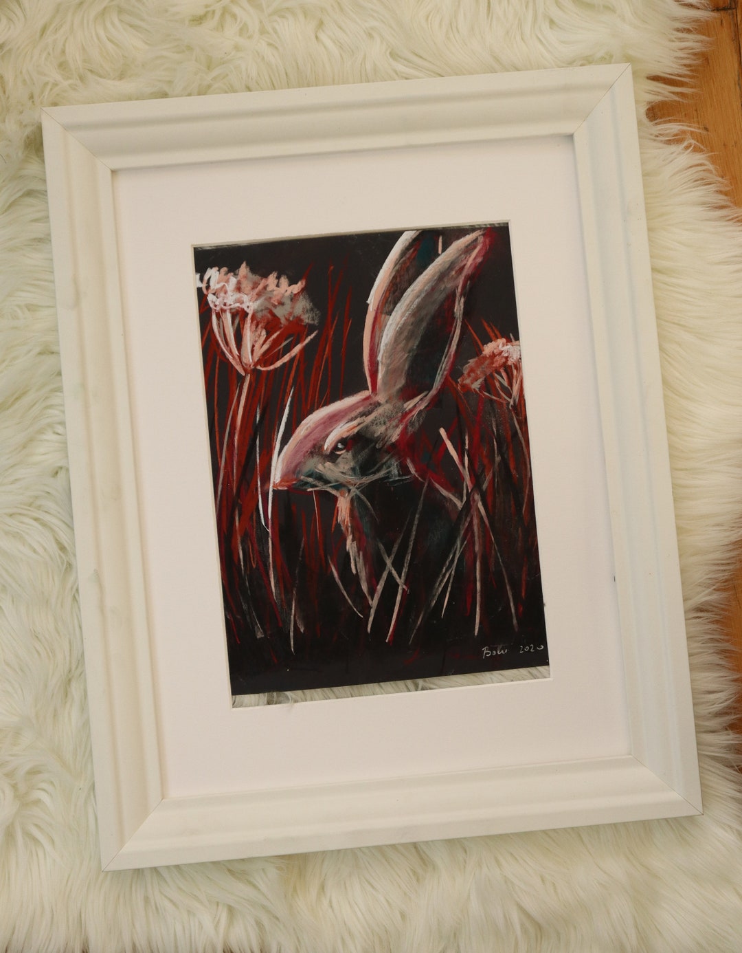 Night Hare. Pastel Drawing - Etsy