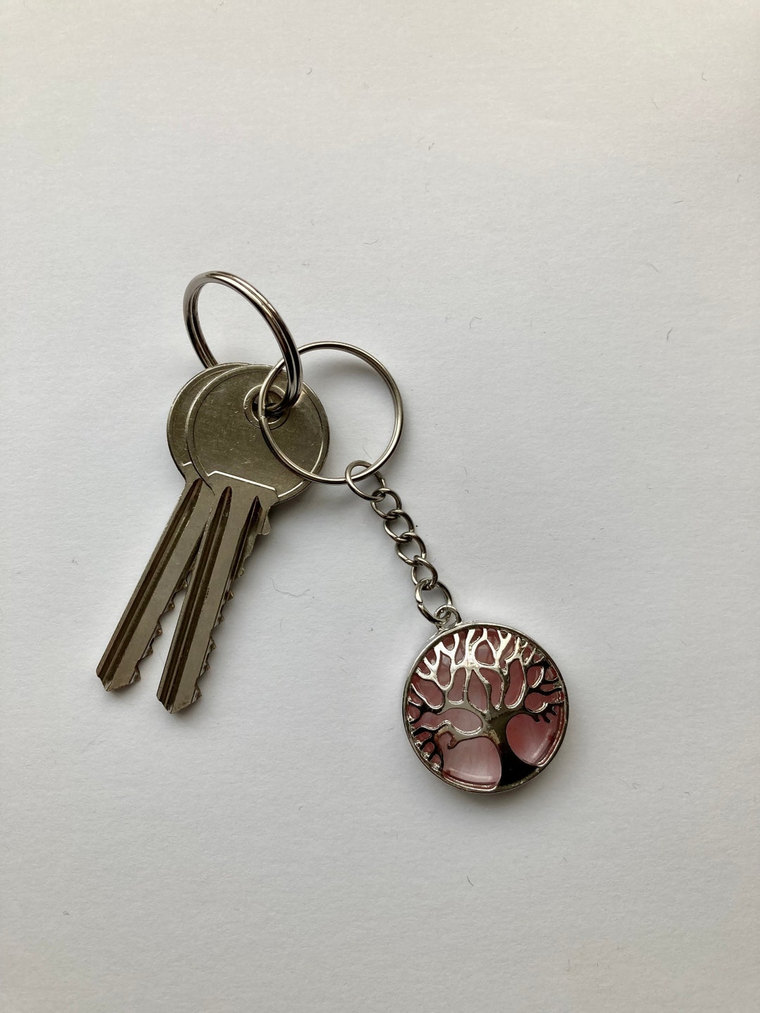 PINK OPAL QUARTZ Tree of Life Key Rings Lovely Natural - Etsy
