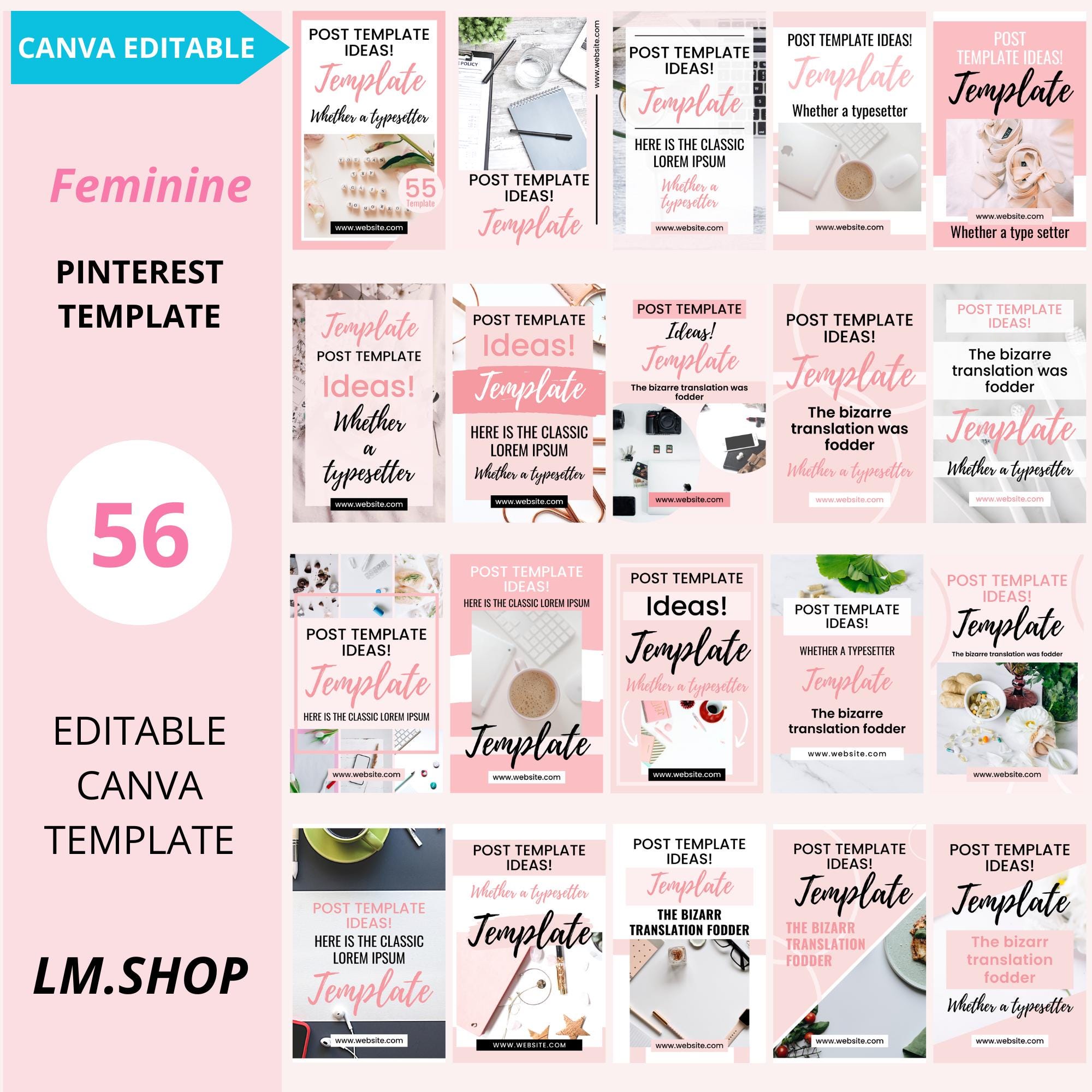 Customizable Pinterest Template Bundle, Pinterest Brand Kit, Canva ...