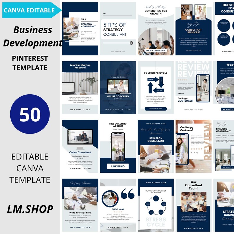 Customizable Pinterest Template Bundle, Pinterest Brand Kit, Canva ...