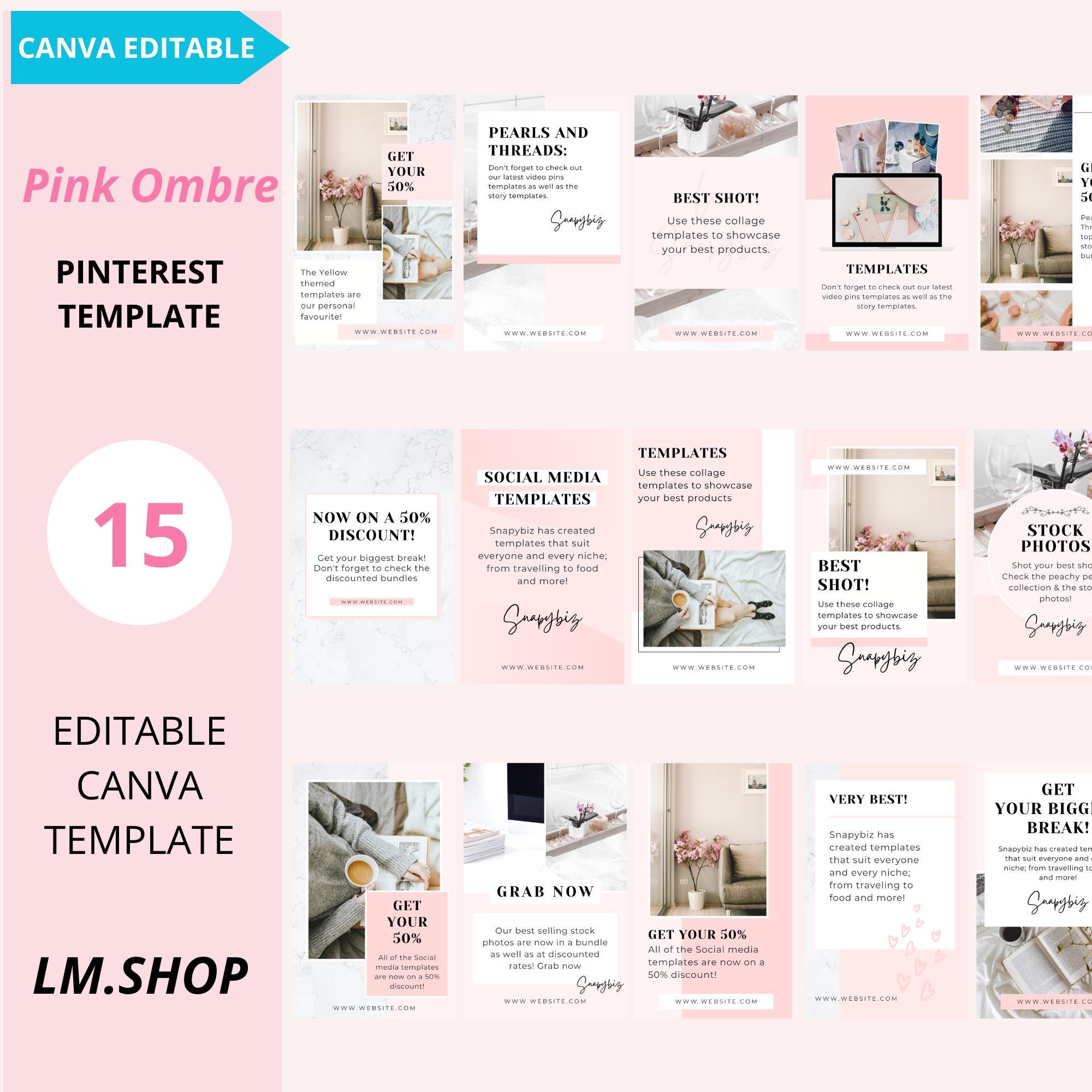 Customizable Pinterest Template Bundle, Pinterest Brand Kit, Canva ...