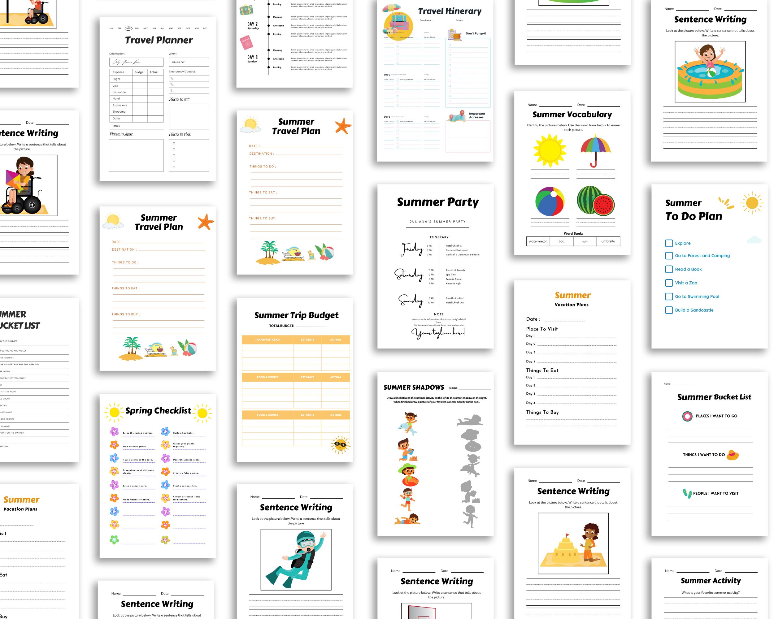 Printable 2024 Summer Planner for Kids Chores Chart & Responsibility ...