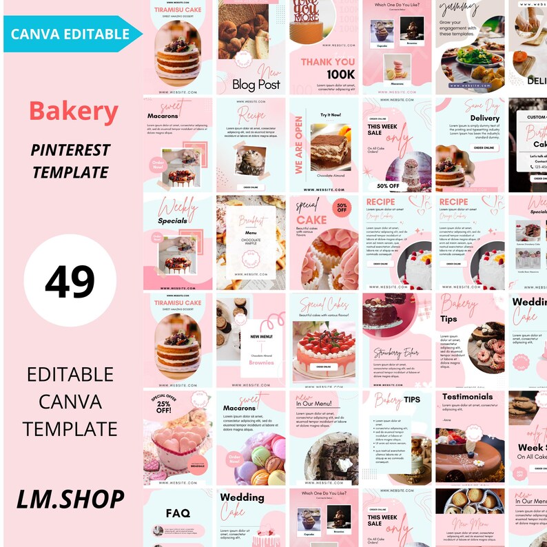 Customizable Pinterest Template Bundle, Pinterest Brand Kit, Canva ...