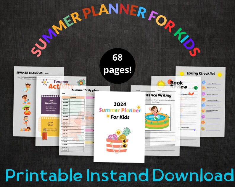 Printable 2024 Summer Planner for Kids Chores Chart & Responsibility ...