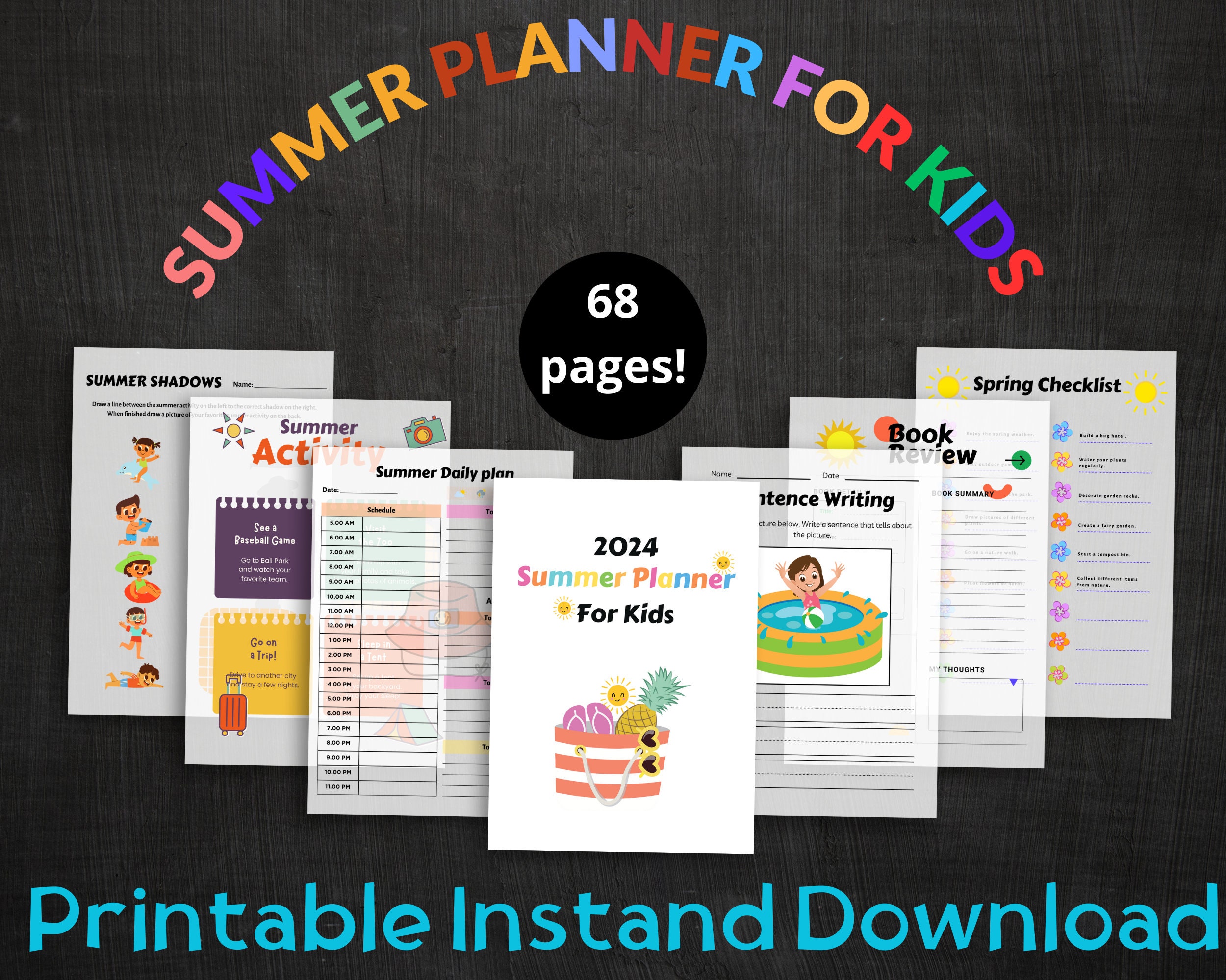 Printable 2024 Summer Planner for Kids Chores Chart & Responsibility ...