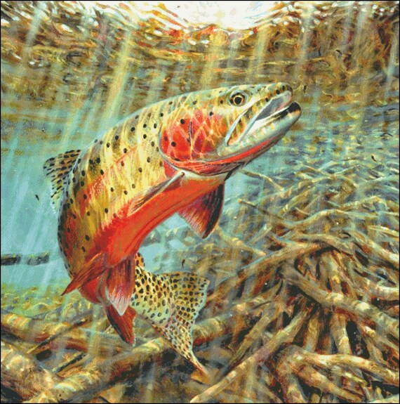 Rainbow Trout Counted Cross Stitch Pattern Printable Chart - Etsy