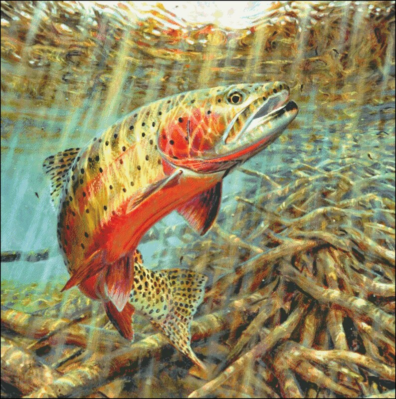 Rainbow Trout Counted Cross Stitch Pattern - Printable Chart PDF Format ...
