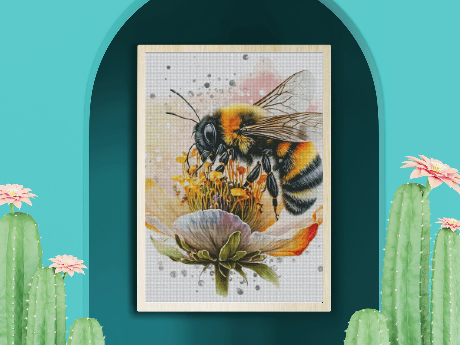Bee on Flower Counted Cross Stitch Pattern, Printable PDF Chart ...