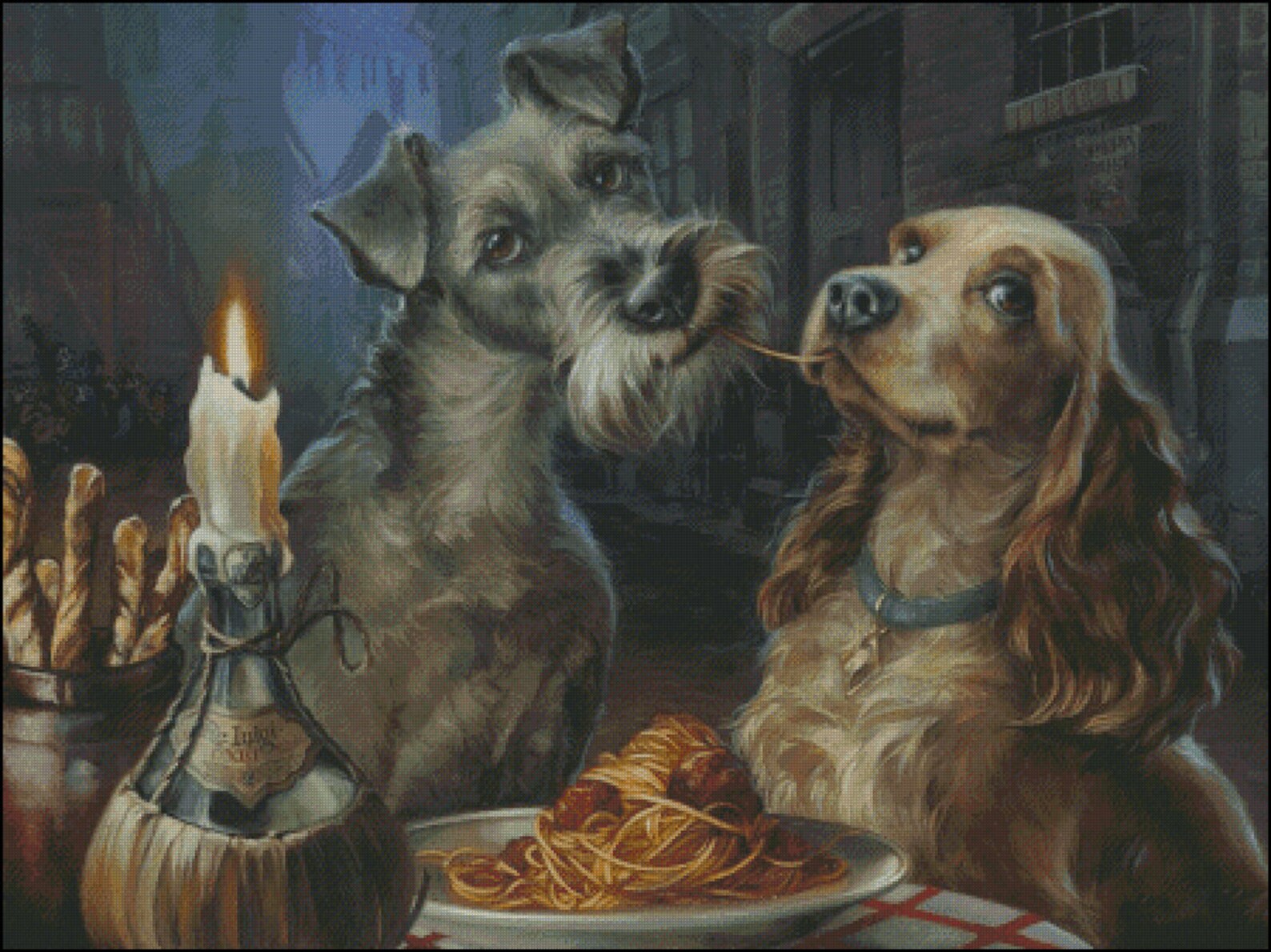 Lady and the Tramp Wall Art, Counted Cross Stitch Pattern - Printable ...