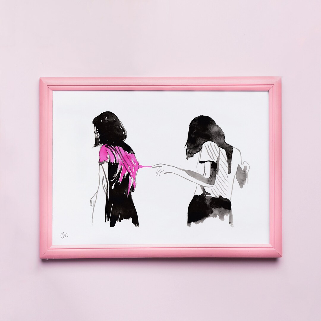 Shadow Art, Dancing Girl Original Watercolor Painting, Art Fashion Pink ...