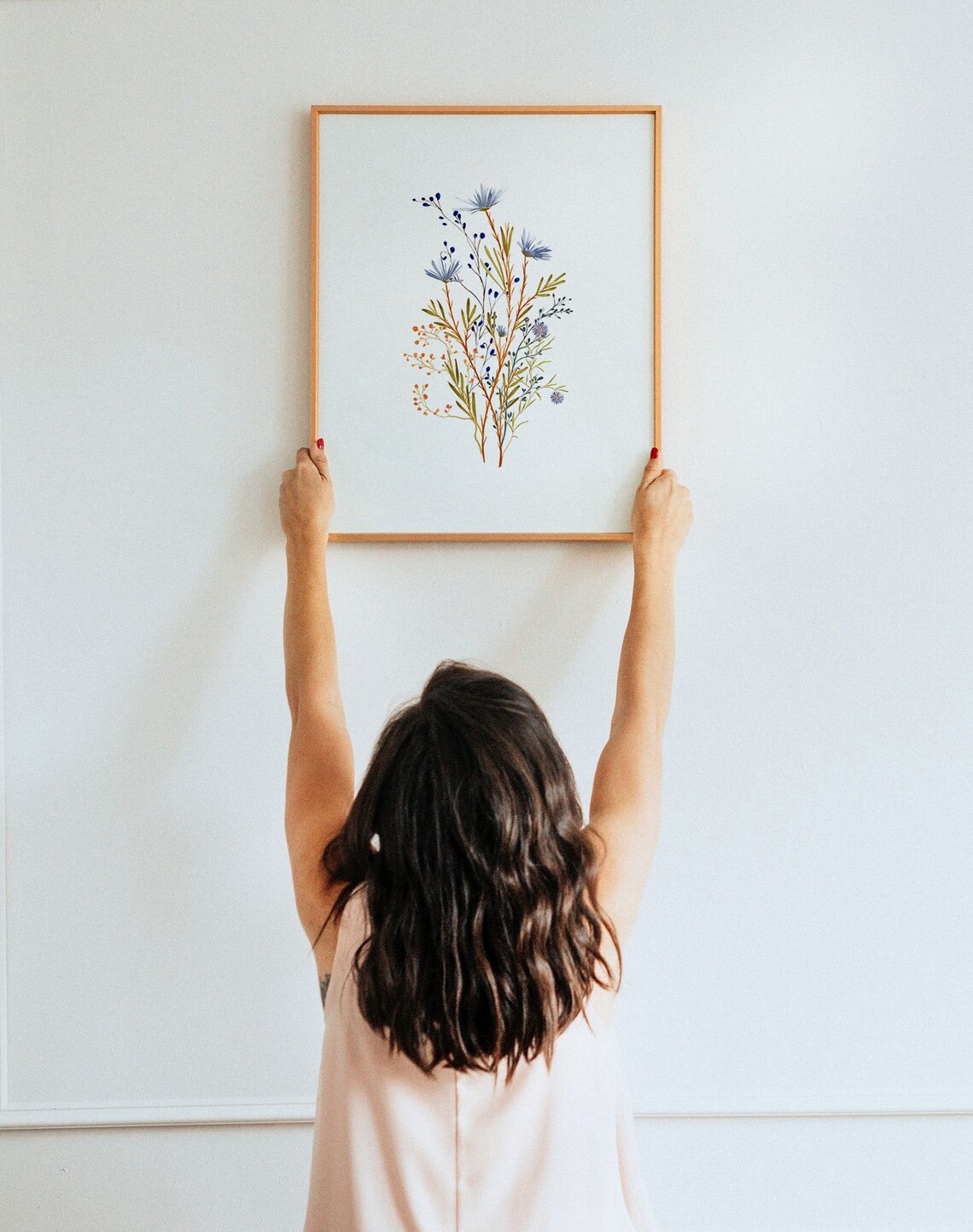 Blue Wildflower Print, Botany Wall Art, Printable Decor, Watercolor ...