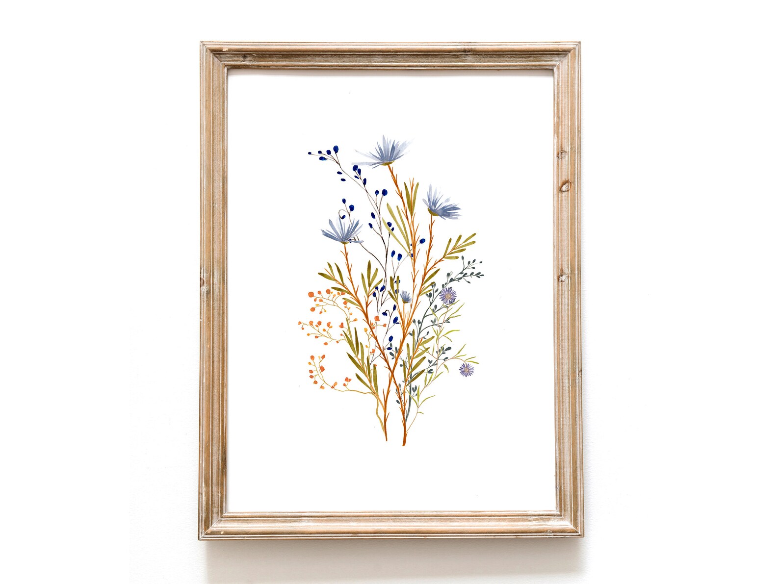 Blue Wildflower Print, Botany Wall Art, Printable Decor, Watercolor ...
