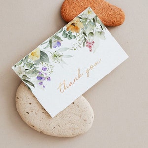 Printable Thank You Card, Spring Flowers Watercolor Card, Print at Home ...