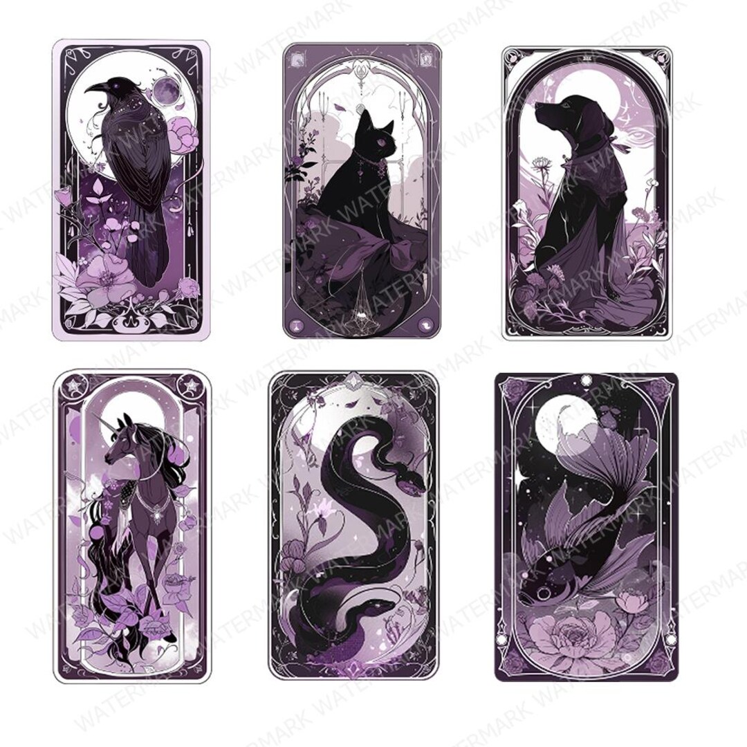 Animal Tarot Card Design | Digital Sticker | PNG | Transparent BG | Cat ...