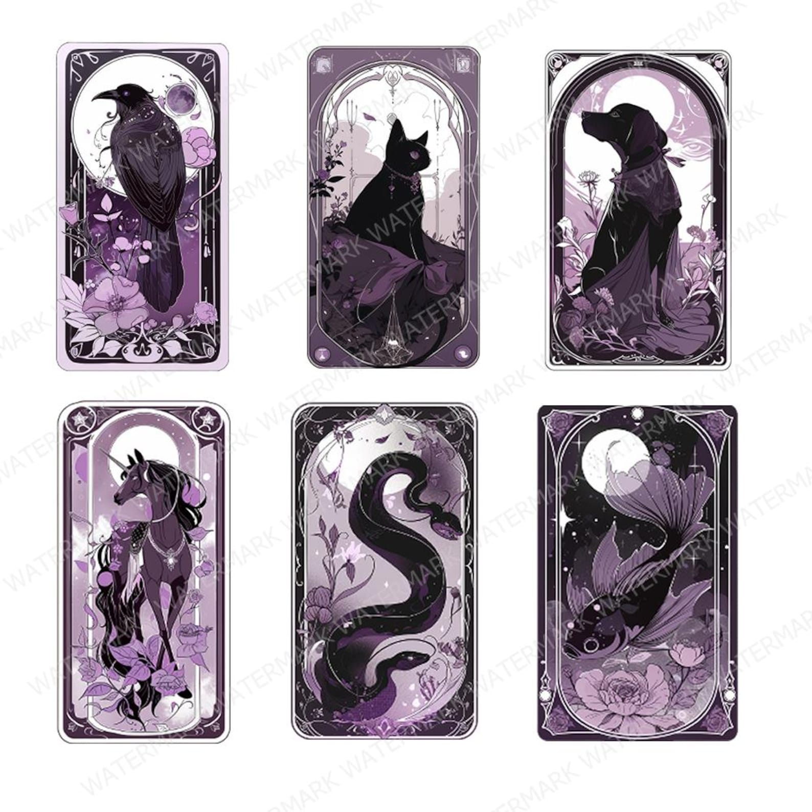 Animal Tarot Card Design | Digital Sticker | PNG | Transparent BG | Cat ...